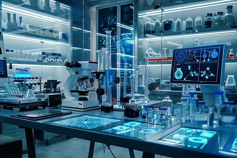 Advanced Scientific Laboratory Workspace with Modern Equipment Stock ...