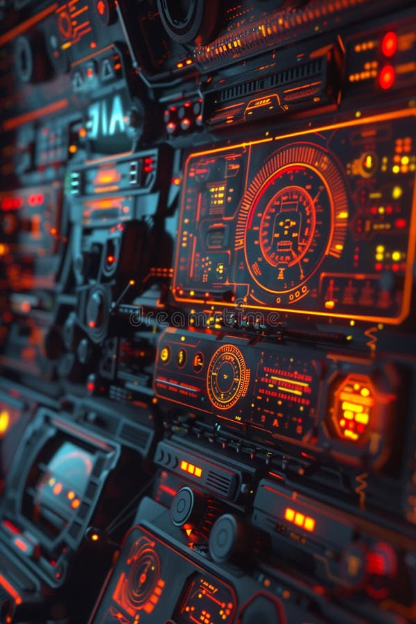 Advanced Scifi Control Panel Pulsating with Data for Interstellar ...