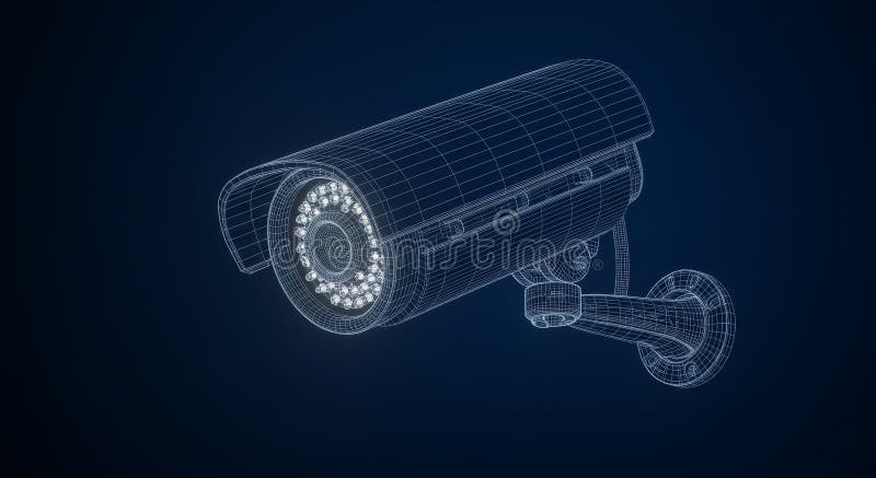 Advanced Security Camera Technology Wireframe Model of a Modern ...