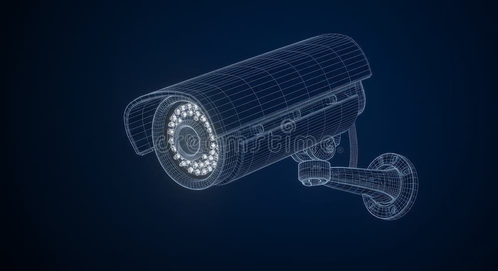 Advanced Security Camera Technology Wireframe Model of a Modern ...