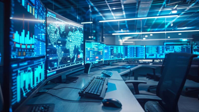 Advanced Security Operation Center Monitoring Global Data Stock Image ...