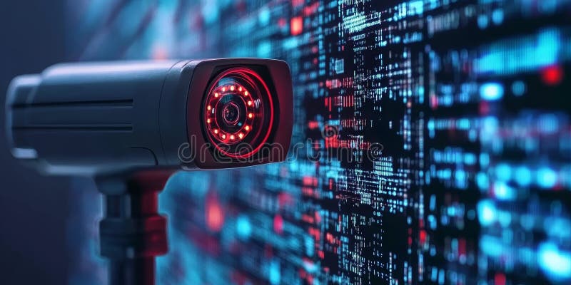Advanced Security Surveillance Camera with Digital Data Background ...