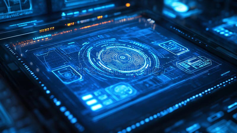 Advanced Security Terminal with Biometric Features Stock Illustration ...