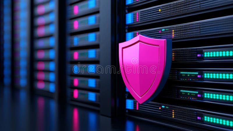 An Advanced Server Featuring a Security Shield, Emblematic of Data ...