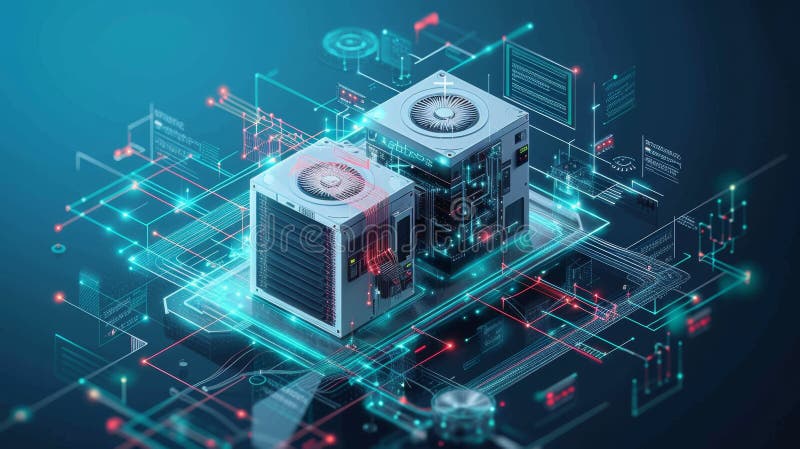 Advanced Server Racks with Connectivity Grid Stock Image - Image of ...