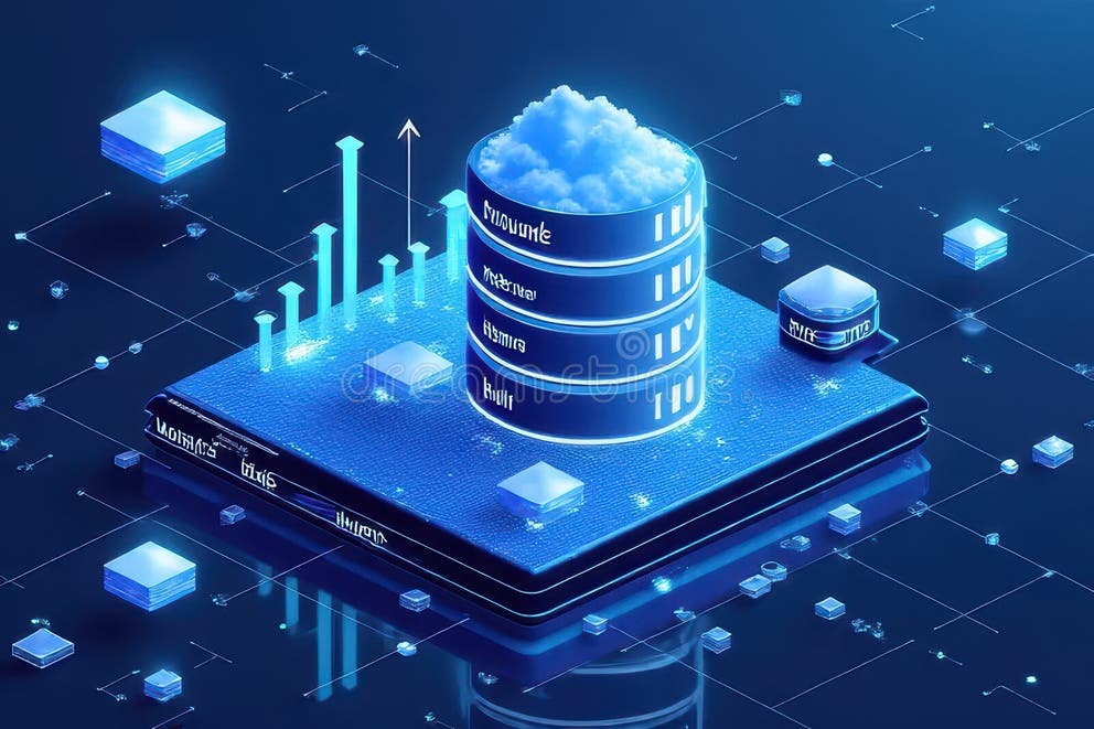 Advanced Serverless Database Hosting Visualization Stock Illustration Illustration Of Cloud