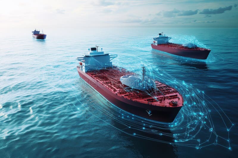 Advanced Shipping Vessels Navigate through Digital Maritime Routes ...