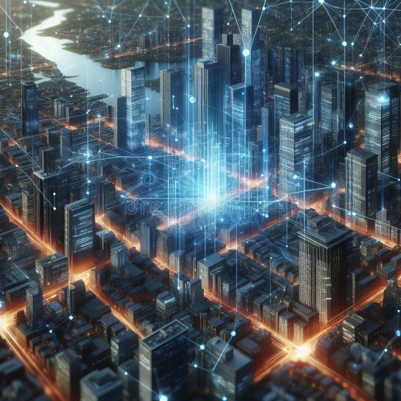 Advanced Smart City with Network Connections Stock Photo - Image of ...