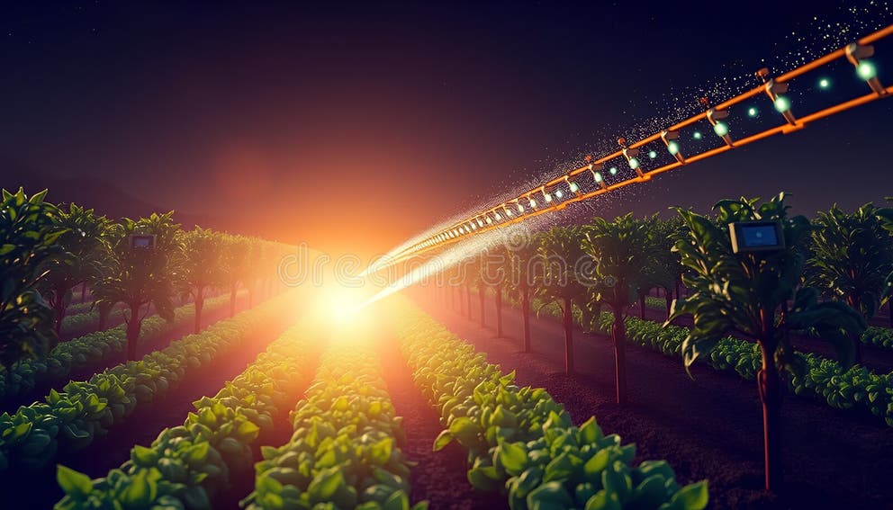 An Advanced Smart Farm Where AI Algorithms Analyze Satellite Data To Optimize Irrigation ...