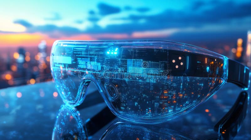 Advanced Smart Glasses Showcasing an Augmented Reality View of the City ...