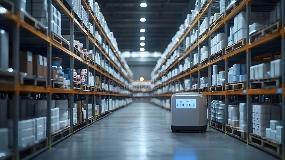 Advanced Smart Warehouse Setup with Automation Technologies in an ...