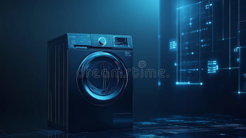 Advanced Smart Washing Machine in Futuristic Digital Environment Stock ...