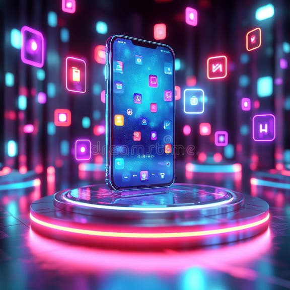 An Advanced Smartphone with a Modern Design is Shown on a Reflective ...