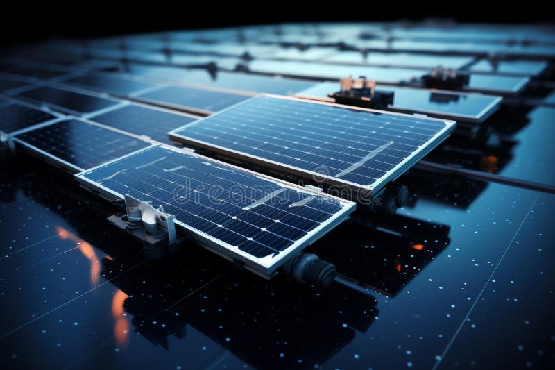 Futuristic Solar Panels on a High-tech Surface Stock Image - Image of ...