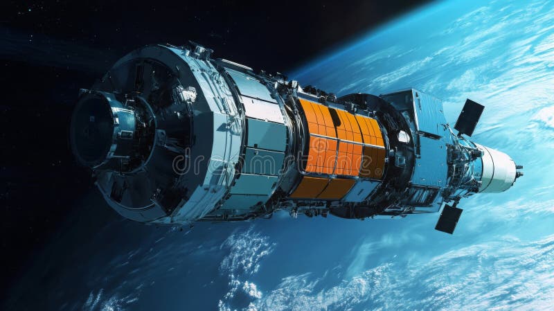 Advanced Spacecraft Orbiting Earth with a View of the Planet in the ...