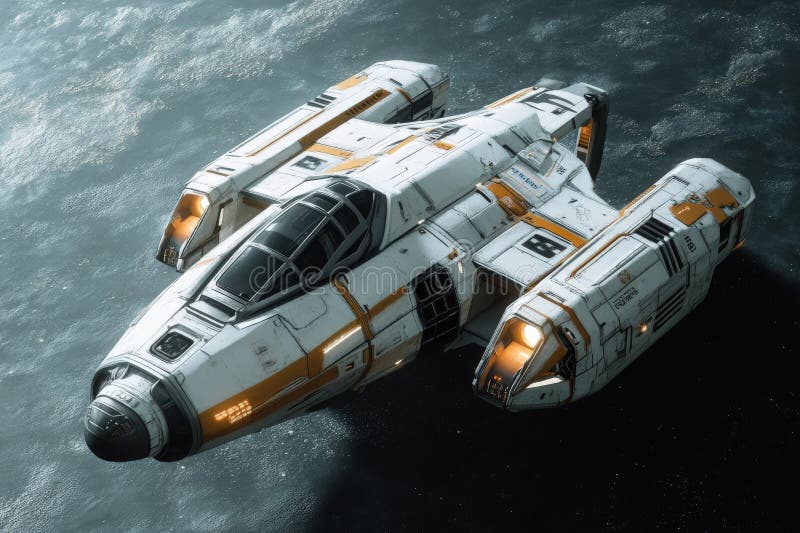 Advanced Spaceship Hovering Over a Pristine Background in a Futuristic ...