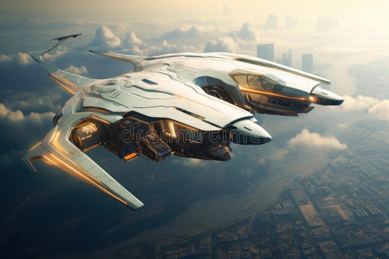 Advanced Spaceship Futuristic Scene. Generate Ai Stock Illustration ...