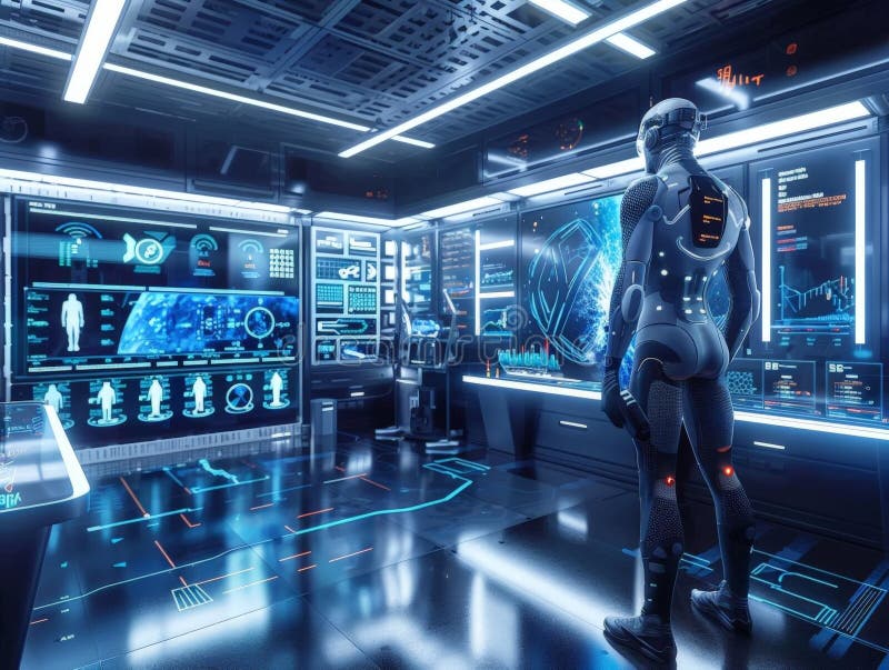 An Advanced Sports Science Lab Where a Trainer Uses a Virtual Screen To ...