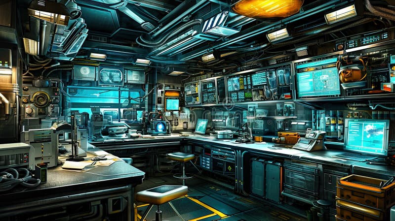 Advanced Starship Laboratory Stock Illustration - Illustration of ...