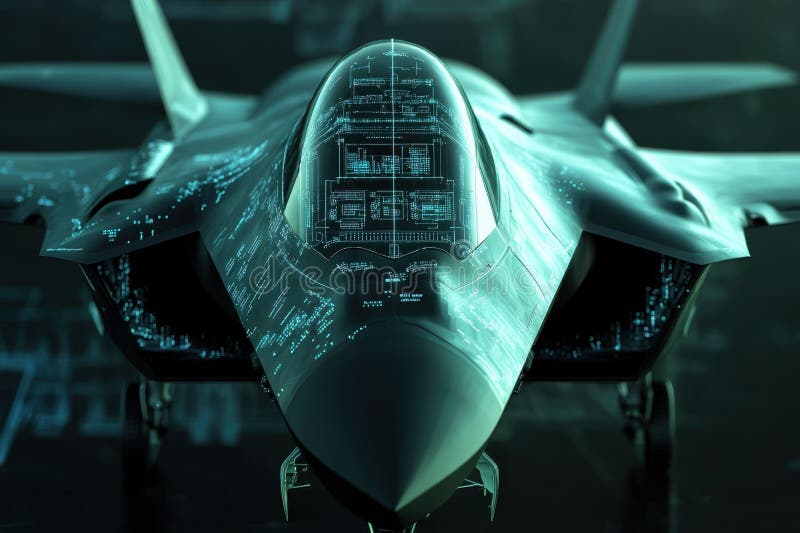 Advanced Stealth Fighter Jet with Futuristic Interface and Digital ...