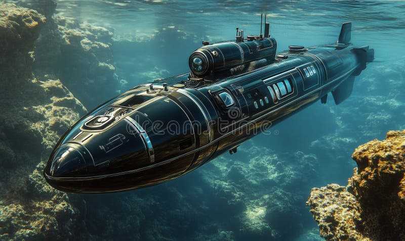 Advanced Submarine Exploring Underwater Coral Reefs with High-tech ...
