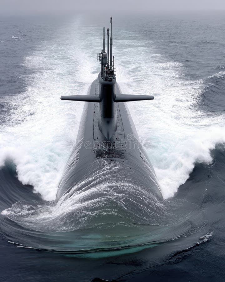 Submarine with Battleship Gun Poised for Underwater Attack in the Ocean ...