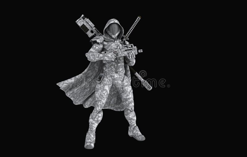 Advanced Futuristic Cyborg Soldier Stock Illustration - Illustration of ...