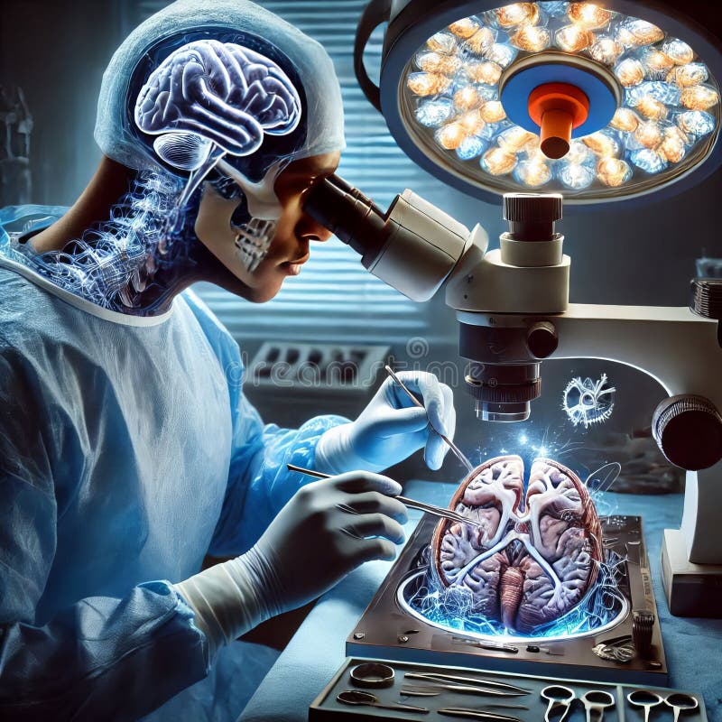 In an Advanced Surgery Suite the Doctor Uses a Microscope for in Stock ...