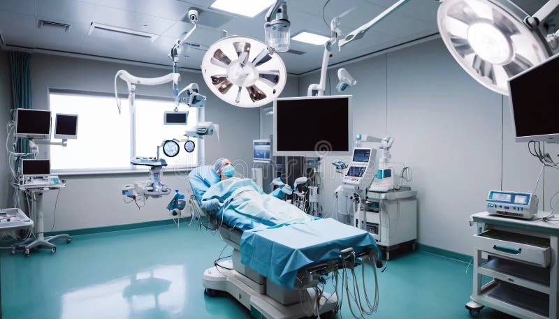 Advanced Surgical Suite with High-Tech Equipment Stock Illustration ...