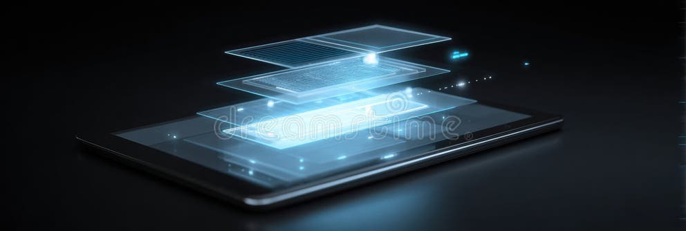 Advanced Tablet Technology Showcasing Holographic User Interface ...