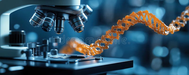 Advanced Tech Equipment Displays Modified DNA Strands Under Microscope ...