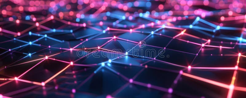 An Advanced Tech Illustration with a Square Grid Background, Lines, and ...