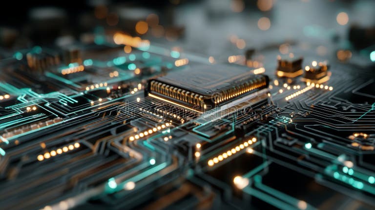 Advanced Tech Visualization Circuit Board, Cpu, Microchip, Ai, Neural ...