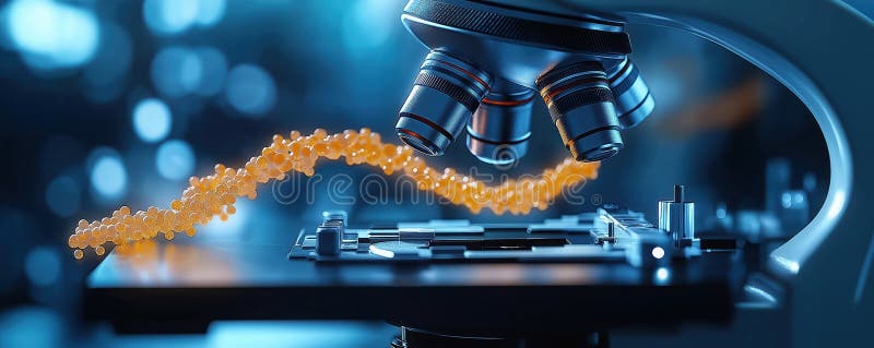 Advanced Tech Visualizes Modified DNA Strands Under Microscope. Biotech ...