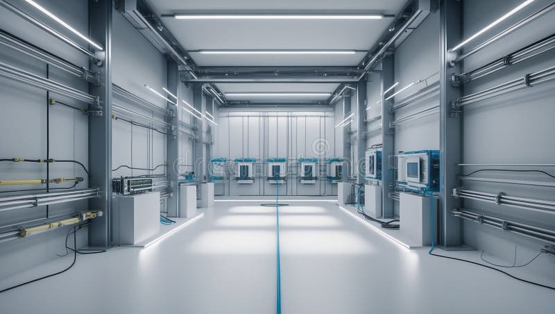 Advanced Technical Control Room with Wall-Mounted Systems Stock ...