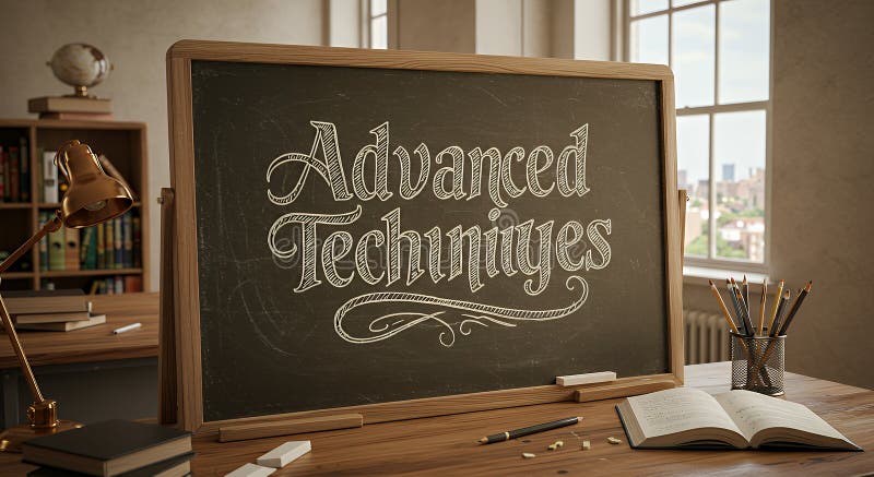 Advanced Techniques Chalkboard Illustration Vintage Study Setting Stock ...