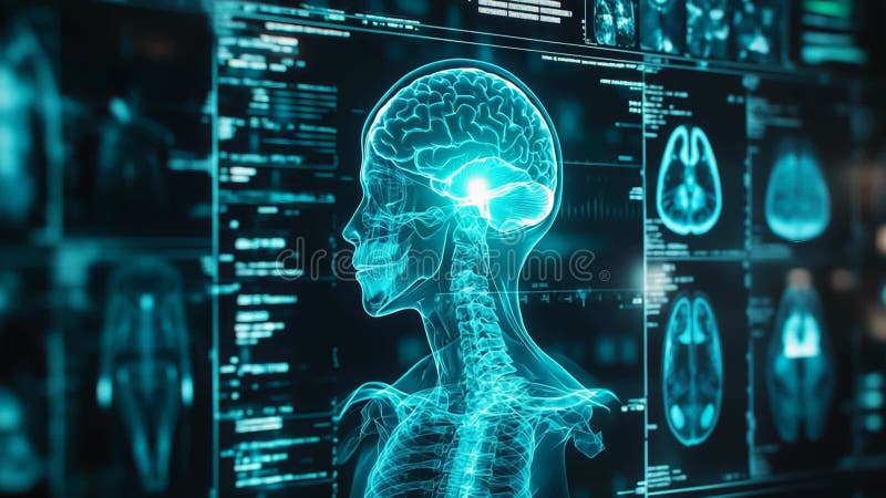 Futuristic Interface Showing Brain and Spine Analysis Data Visualization Stock Video - Video of ...