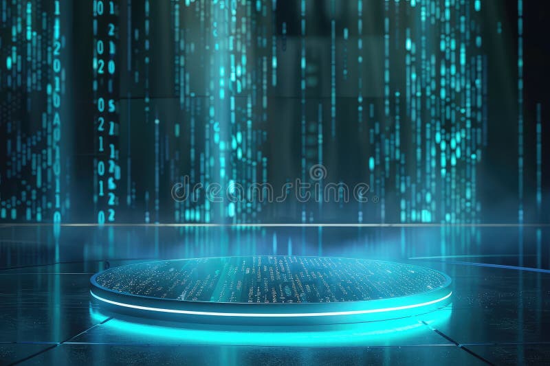 An Advanced Technological Platform Glowing with Streams of Digital Data ...