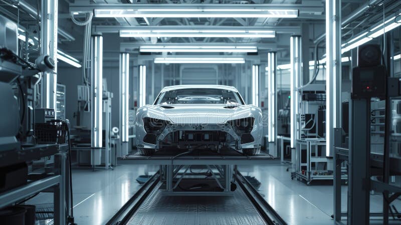 Advanced Technology in Car Manufacturing Process. Stock Illustration ...