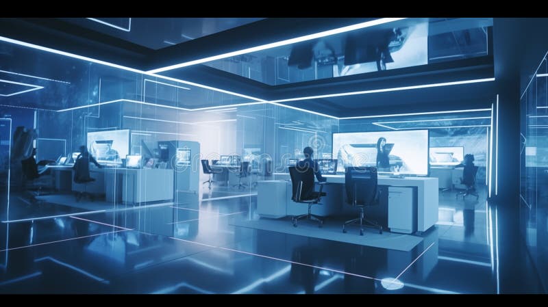 Advanced Technology in a Clean and Stylish Corporate Office Setting ...