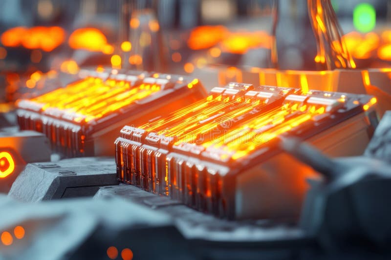 Advanced Technology Components Glowing in an Industrial Setting with ...