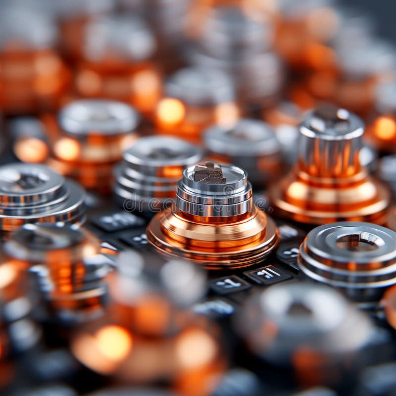 Advanced Technology Components Metallic Copper Elements Arranged in Precise Pattern Symbolizing ...