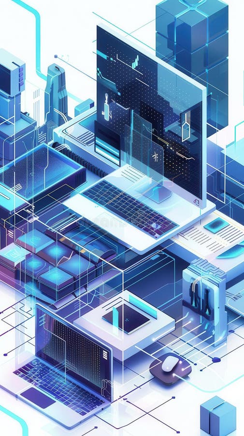 Advanced Technology. Computer Processing and Data Analysis Concept ...