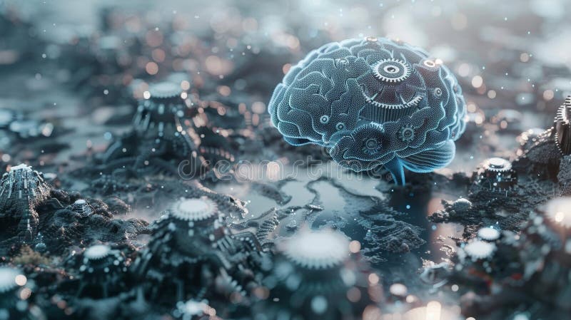 Advanced Technology Concept Abstract AI Brain and Complex Network, a 3D ...