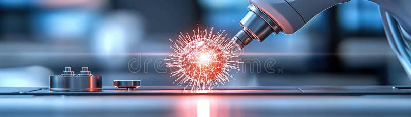 Advanced Technology Concept Demonstrating Microscope Viewing Molecular ...