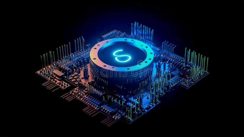 Advanced Technology Concept Visualization, Circuit Board CPU Processor ...