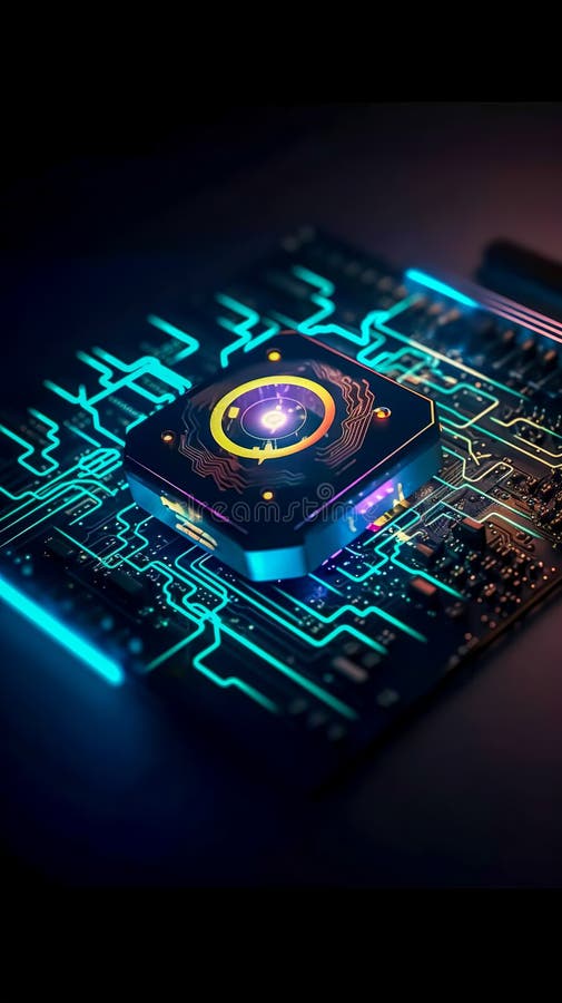 Advanced Technology Concept Visualization, Circuit Board CPU Processor ...