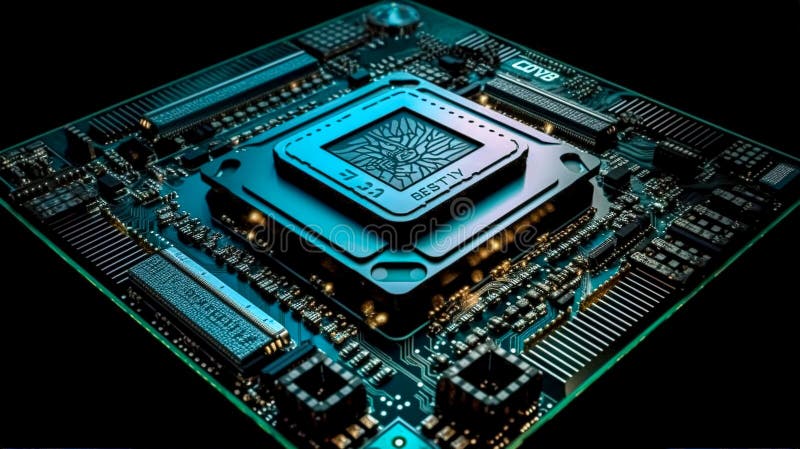 Advanced Technology Concept Visualization, Circuit Board CPU Processor ...