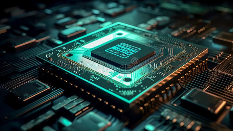 Advanced Technology Concept Visualization, Circuit Board CPU Processor ...