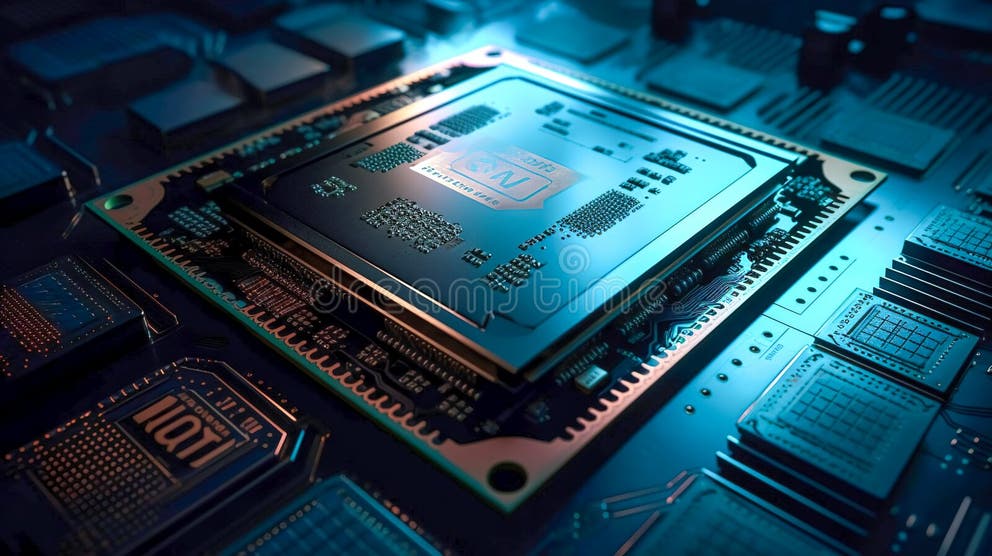 Advanced Technology Concept Visualization, Circuit Board CPU Processor ...